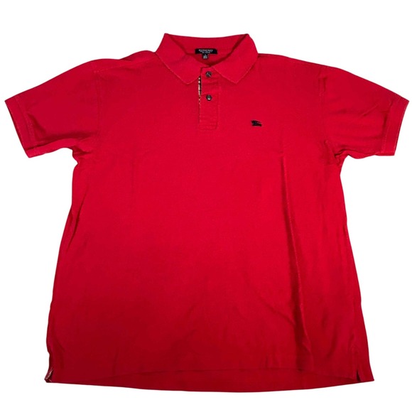 Burberry | Shirts | Burberry Great Britain Red Cotton Polo Shirt Mens ...